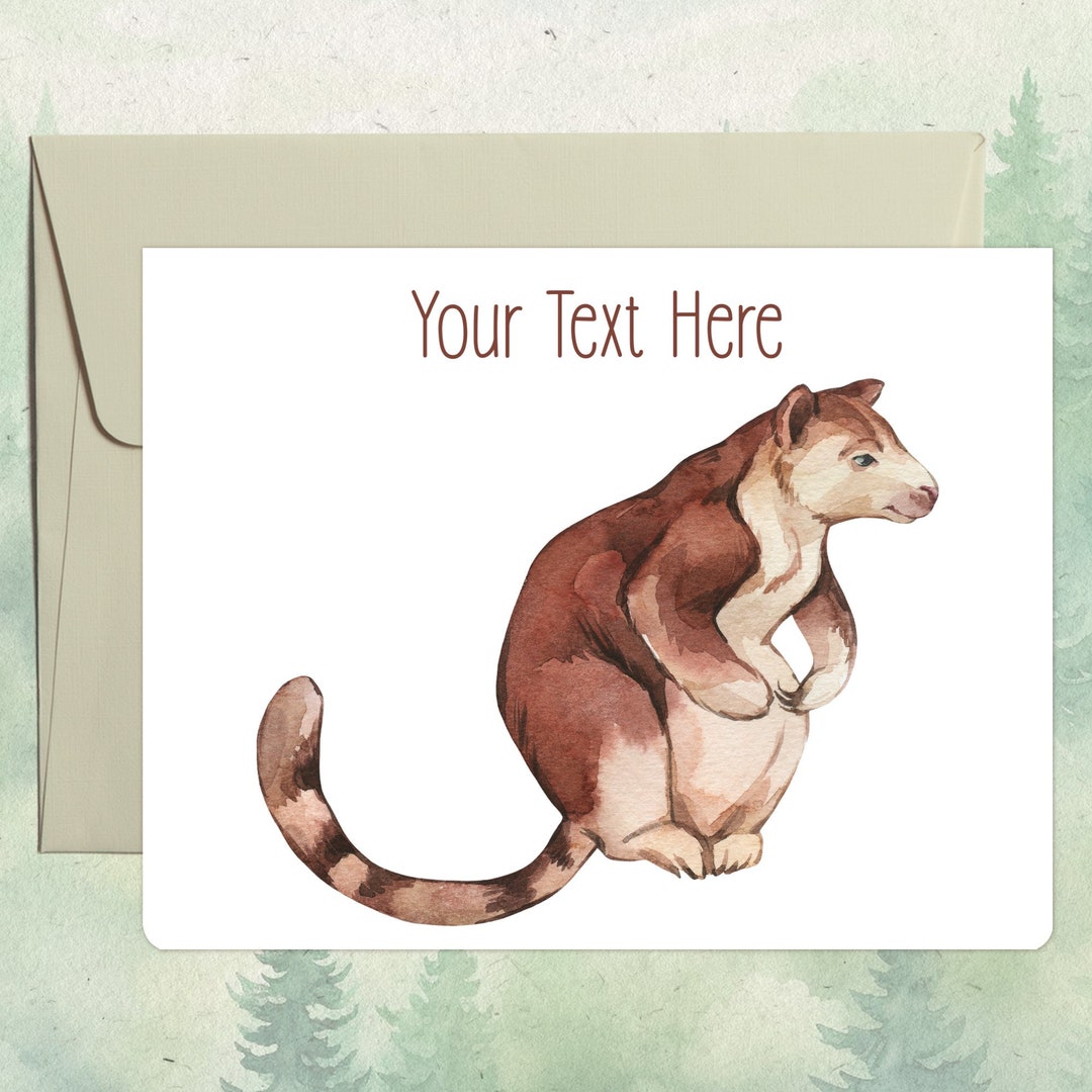 Tree Kangaroo Card. Personalized Handmade Greeting Card. Kangaroo Card ...