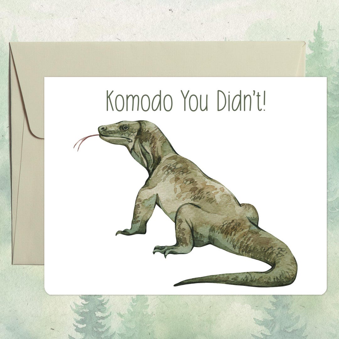 Custom Handmade Komodo Dragon Card, Cute Animal Lover Gift ...