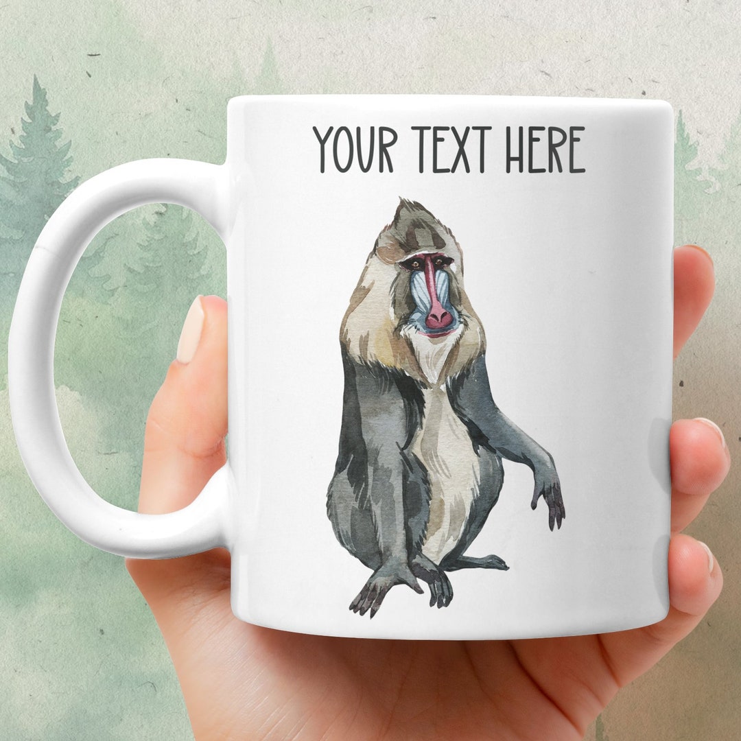 Mandrill Mug - Personalized Ceramic Coffee Mug - Watercolor - Etsy