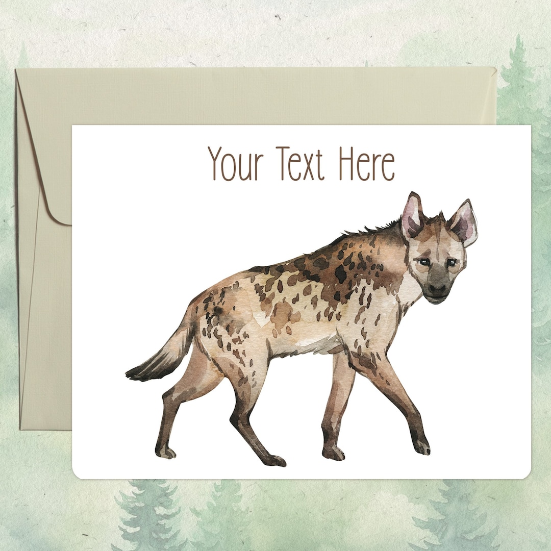 Hyena Card. Personalized Handmade Greeting Card. Animal Lover Gifts - Etsy