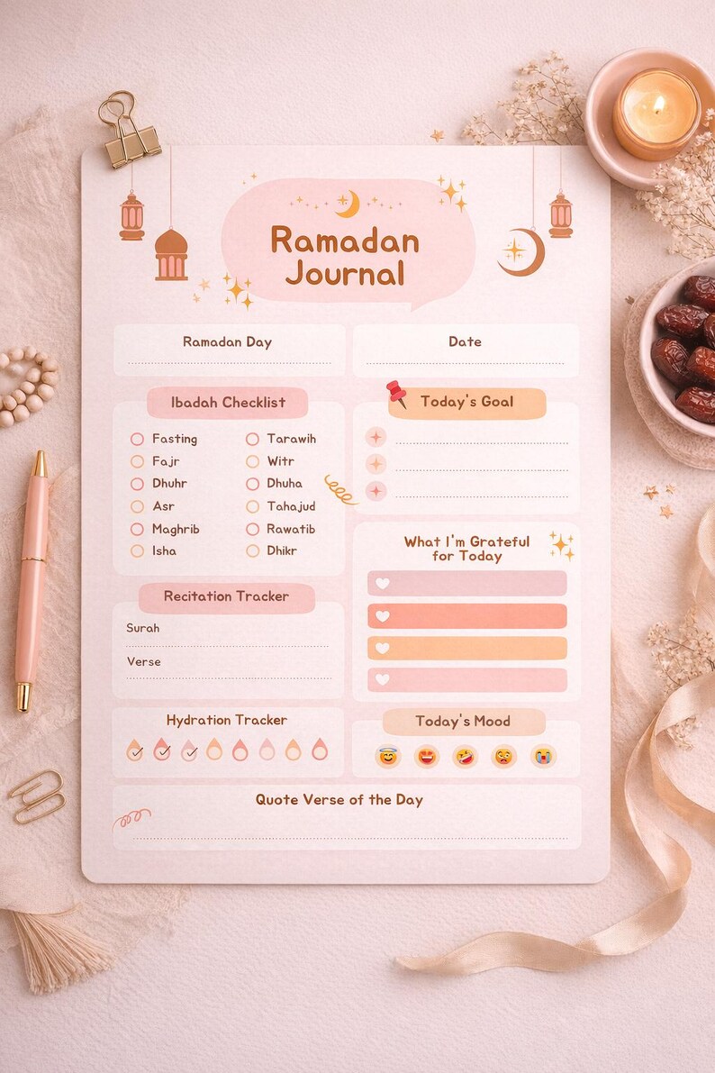 Ramadan Planner Printable | Daily Ibadah Checklist, Quran Recitation ...