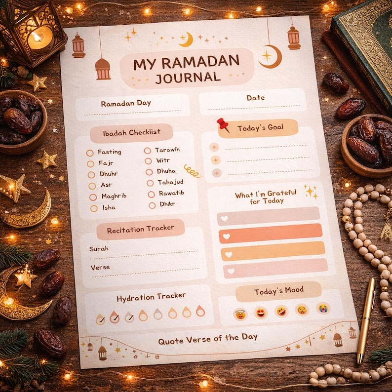 Ramadan Planner Printable | Daily Ibadah Checklist, Quran Recitation ...