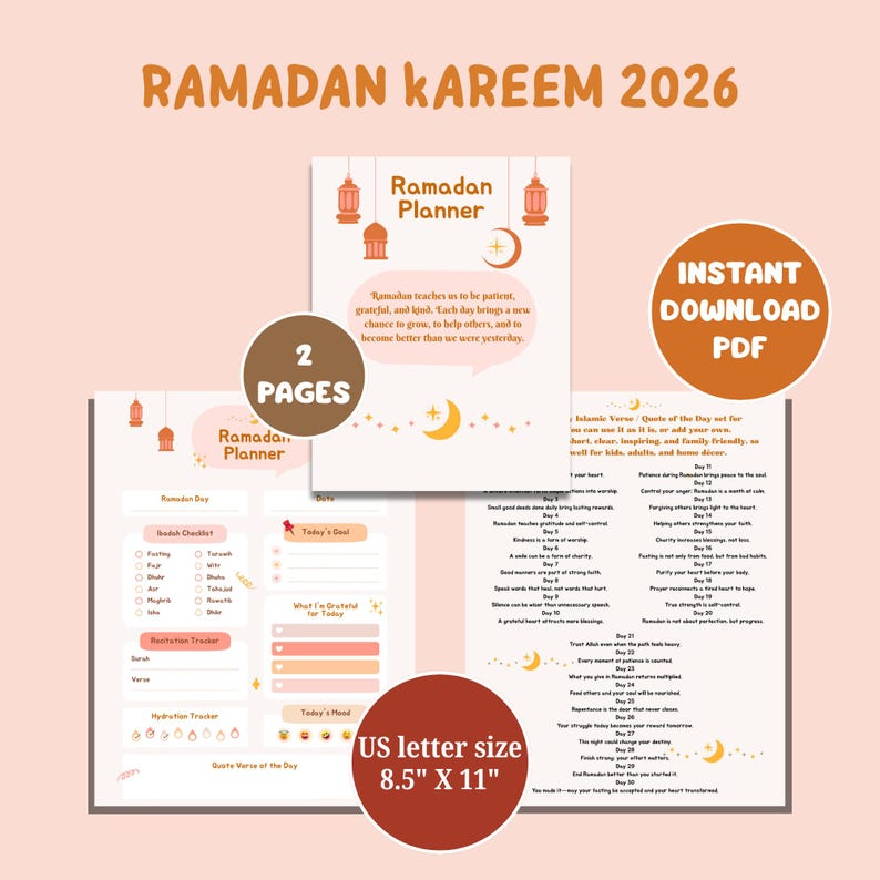 Ramadan Planner Printable | Daily Ibadah Checklist, Quran Recitation ...