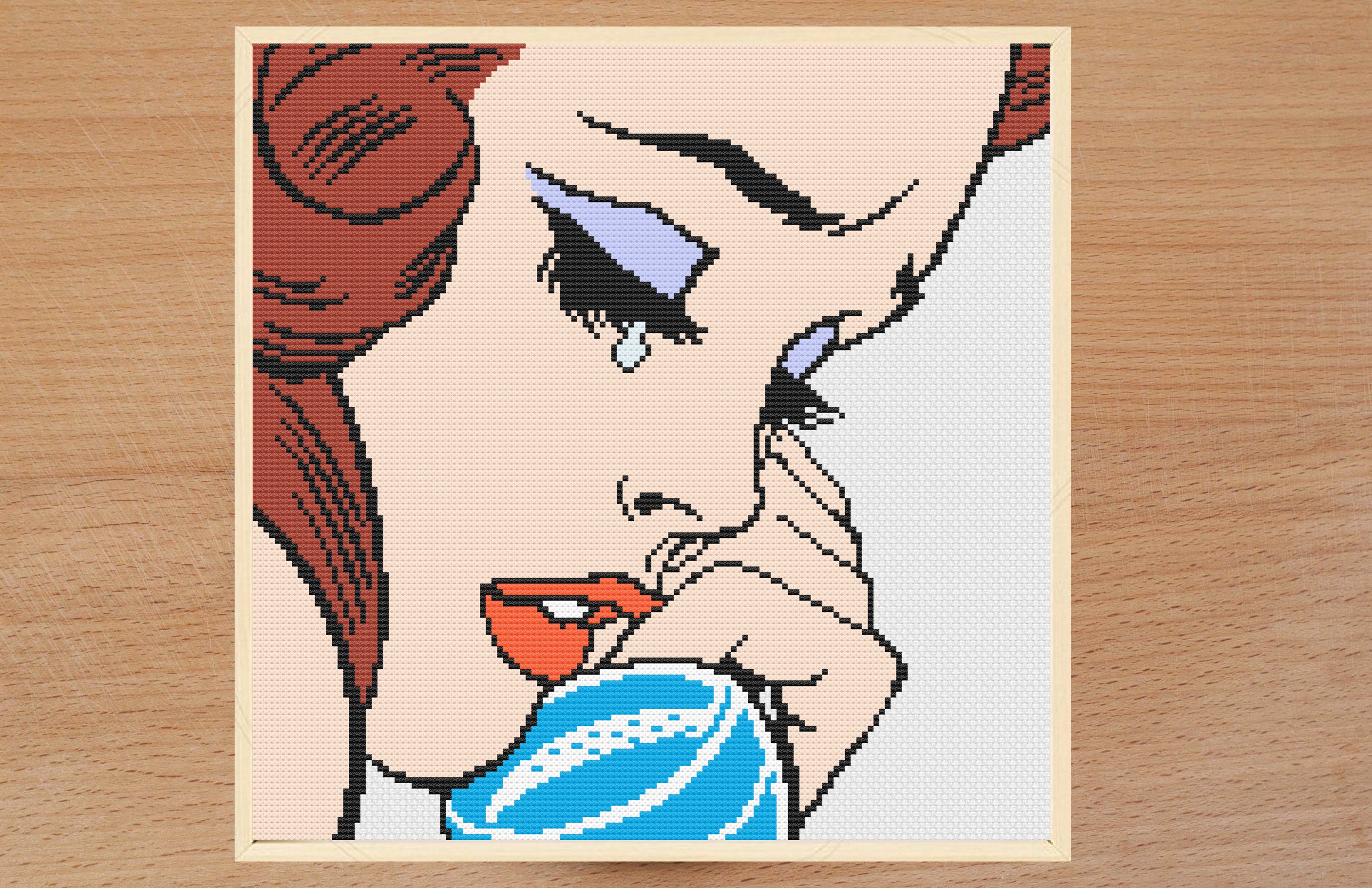 Vintage Comic Crying Woman Pop Art Girl Cross Stitch Pattern X-stitch ...