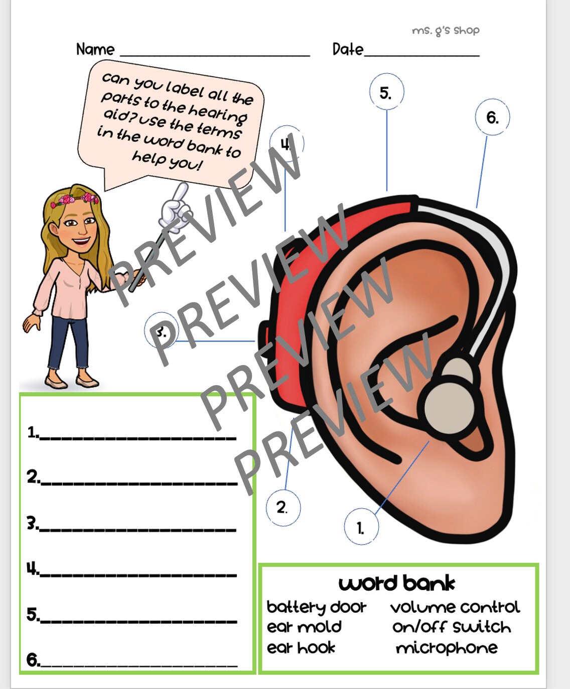 Hearing Aid Cochlear Implant Label Handout Digital Download - Etsy
