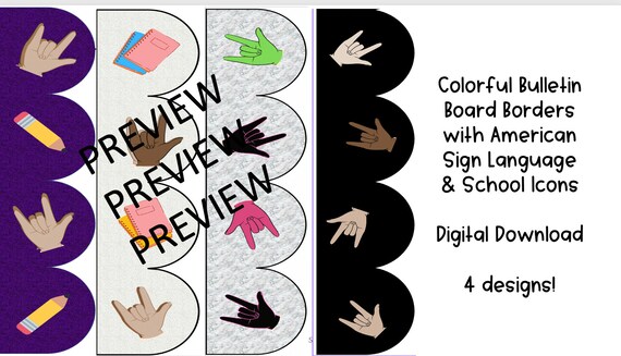 Bulletin Board Border-asl-4 Designs - Etsy