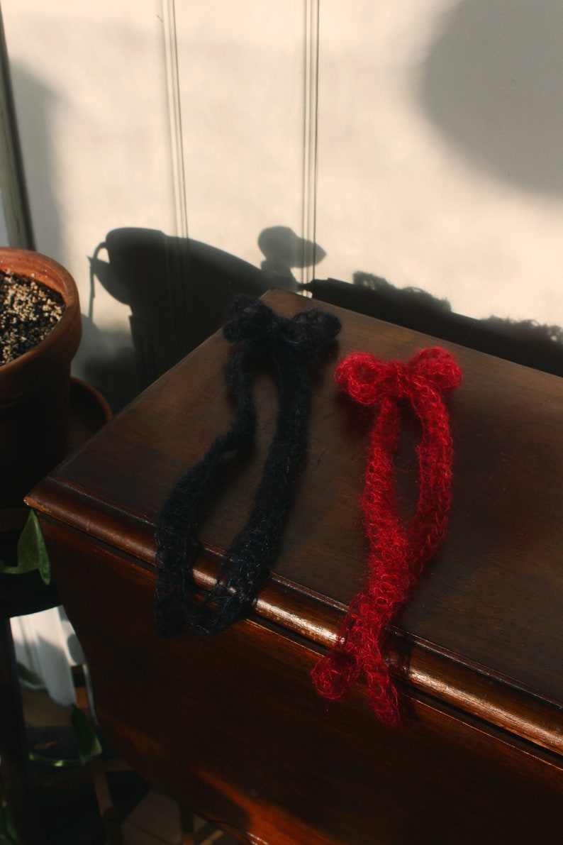 Long Crochet Mohair Bow - Etsy