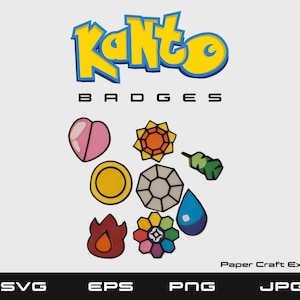 Kanto Gym Badges SVG, Paper Craft Cricut, Boulder, Cascade, Marsh ...