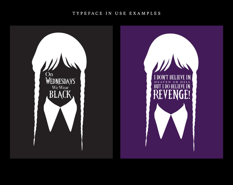 Wednesday Font Alphabet Letters for Addams Family, Full of Woe ...