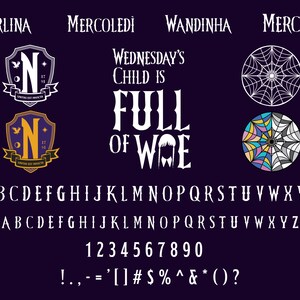 Wednesday Font Alphabet Letters for Addams Family, Full of Woe ...