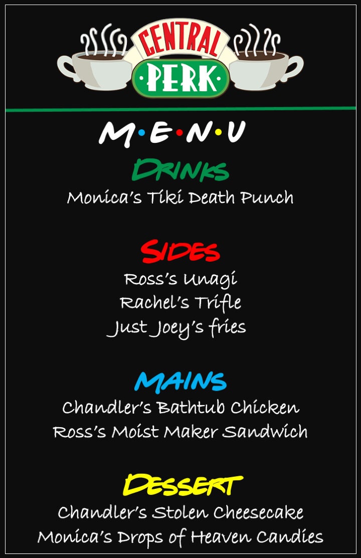 DIGITAL Custom Friends Themed Menu - Etsy