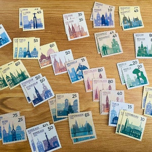 Vintage European Cities Stickers, Retro Historic Landmarks Planner ...