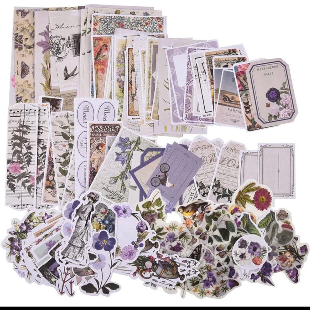 25 Pcs Vintage Scrapbook Material Journaling Paper & Stickers ...