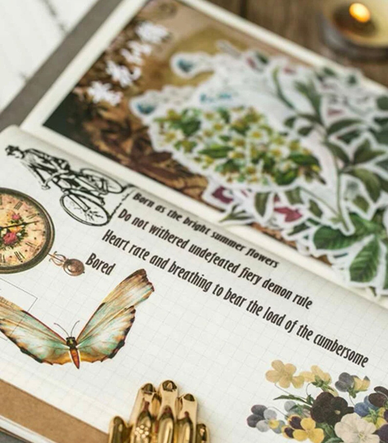 10 Mixed Leave Sticker Pack |white Backed | Realistic | Floral Stem ...