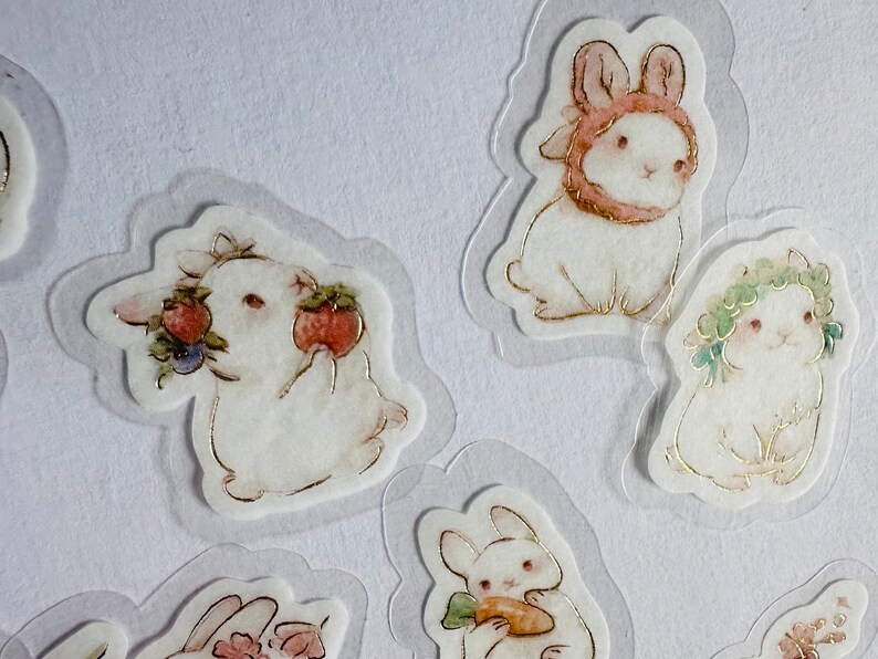Set of Watercolour Bunny | Cat | Rabbit Animal Stickers | Tiny Stickers ...