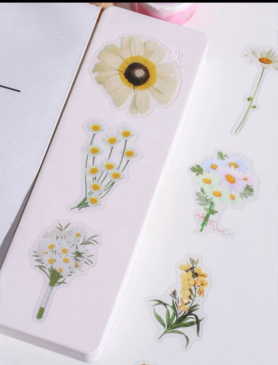 10 Daisy Flowers Sticker Set, Flower Stickers, Meadow , Daisy Stickers ...