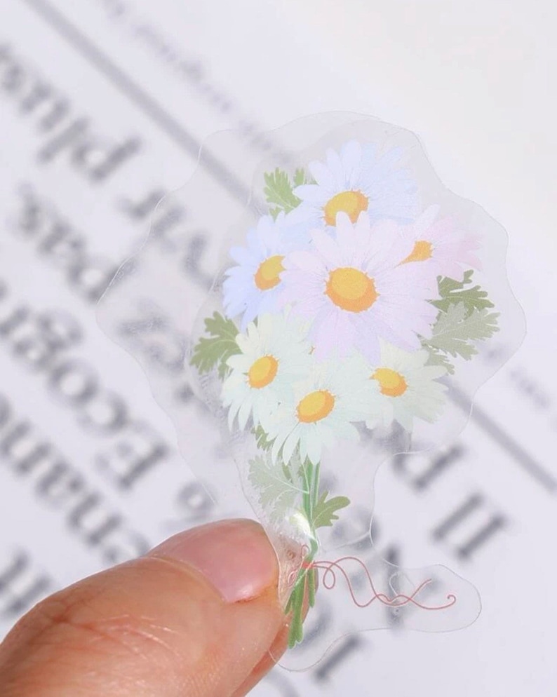 10 Daisy Flowers Sticker Set, Flower Stickers, Meadow , Daisy Stickers ...