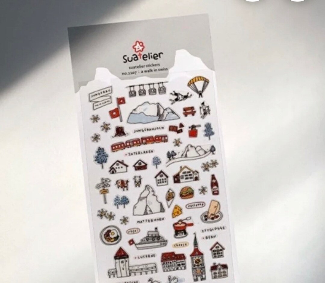 Suatelier A Walk in Swiss, Switzerland Stickers, Holiday Themed ...