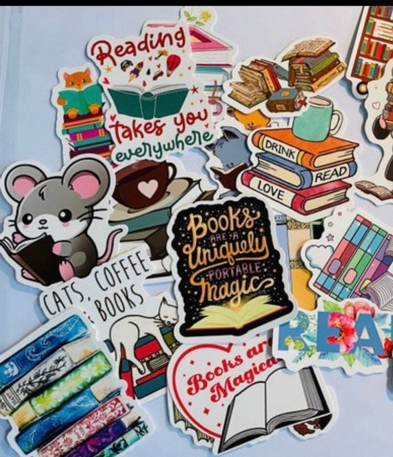 Reading Book Stickers 50 PCS Reading Book Laptop Stickers,Gift For