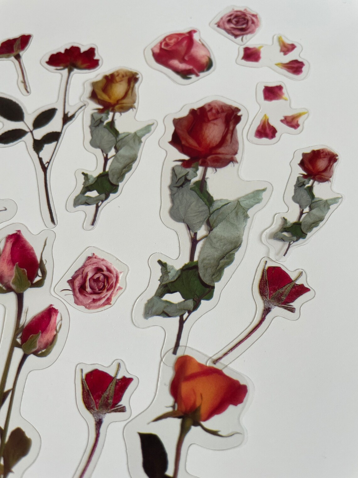 Red Rose Pink Flowers Sticker Set, Rose Stickers, Wild Flower Bouquet ...