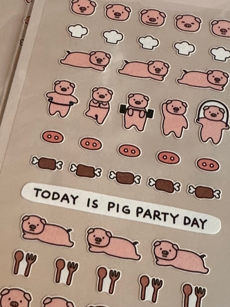 Suatelier Pig Party Mini Sticker Sheet / Cute Piggy Piglet Stickers ...