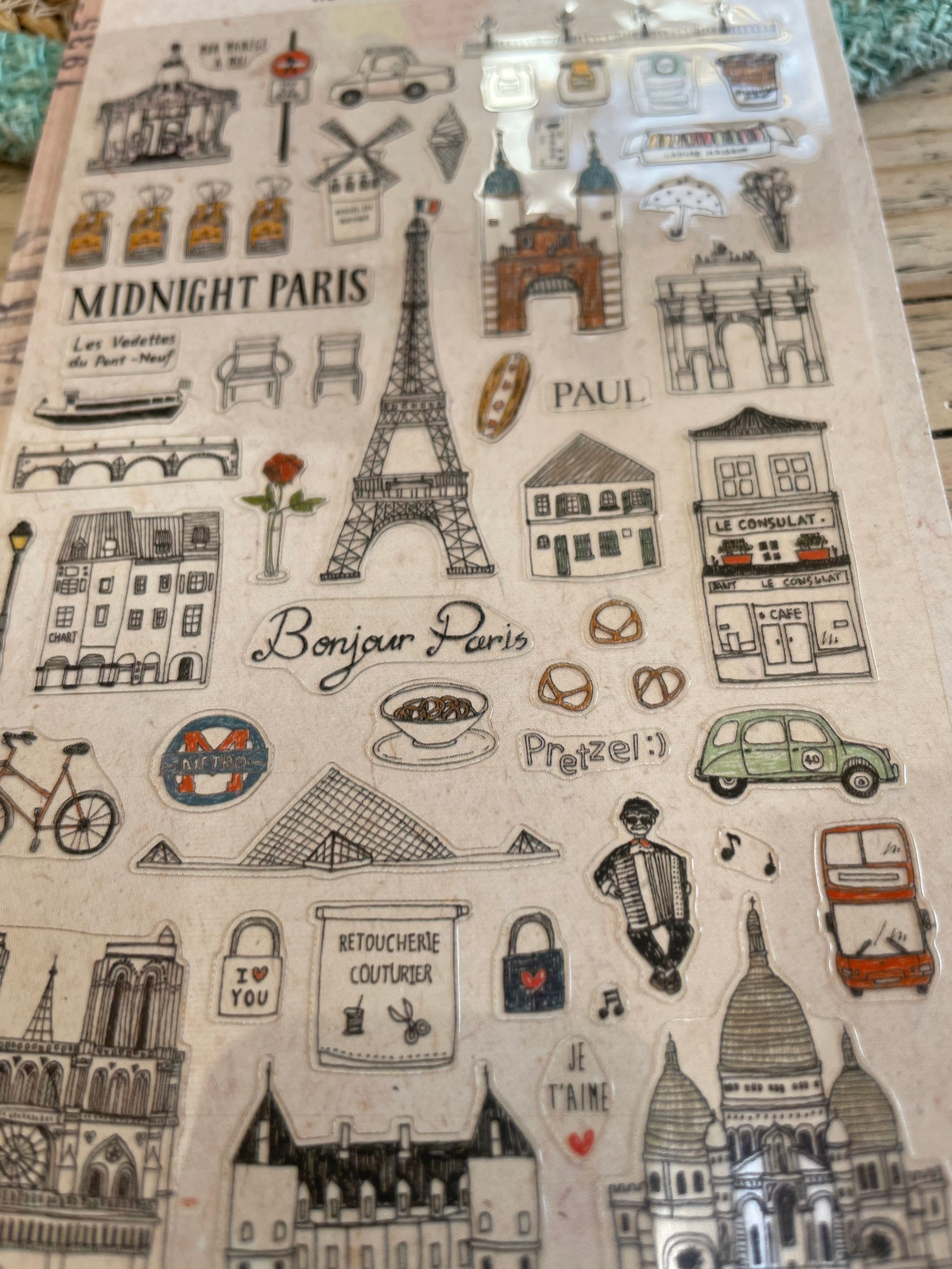 Suatelier Paris Themed Stickers, Large Vinyl Sticker Sheet, Paris Night ...