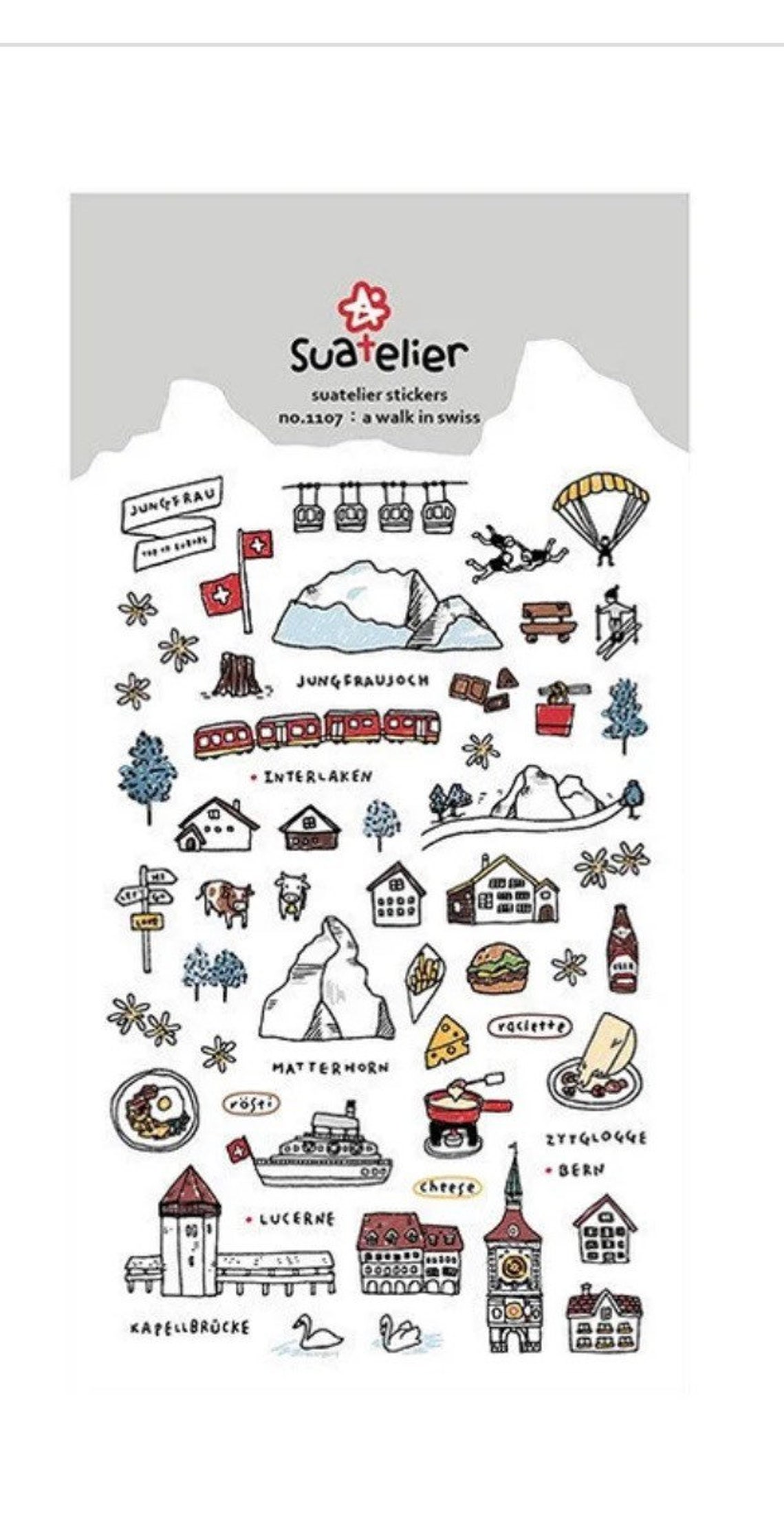 Suatelier A Walk in Swiss, Switzerland Stickers, Holiday Themed ...