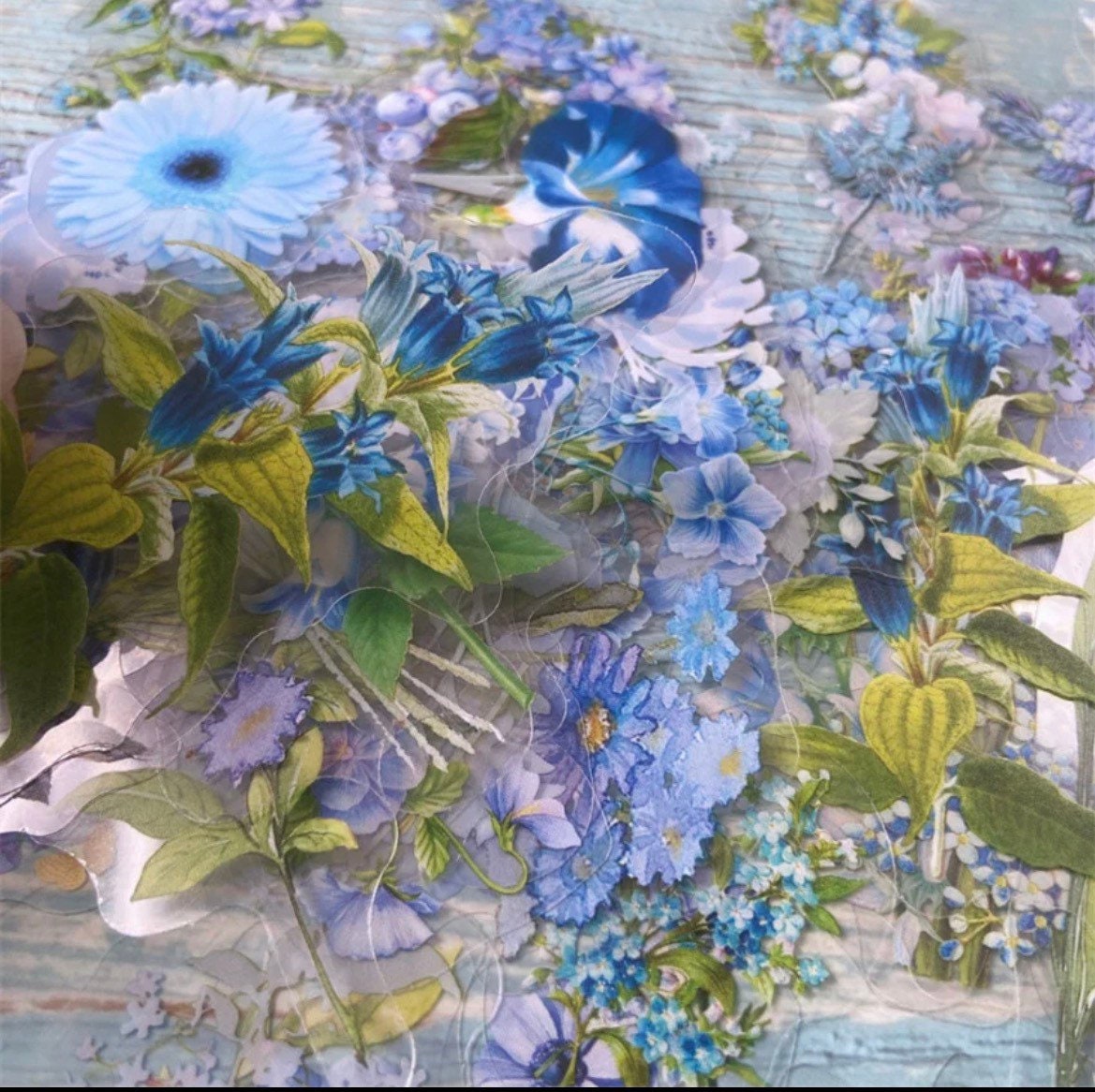 10 Set Blue Floral Stickers Flower Plants Craft Stickers - Etsy