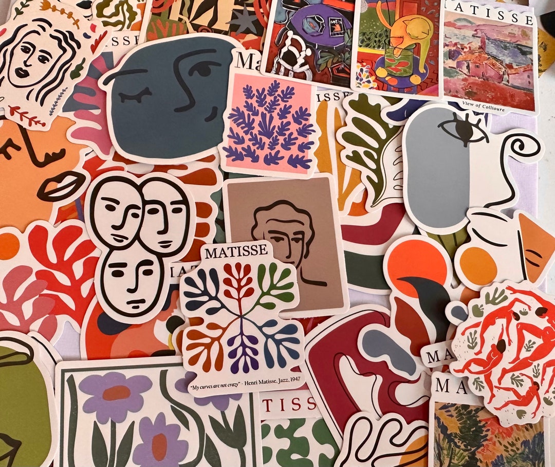 Vinyl Abstract Art Stickers | Die Cut Decal Set | Waterproof Reusable ...