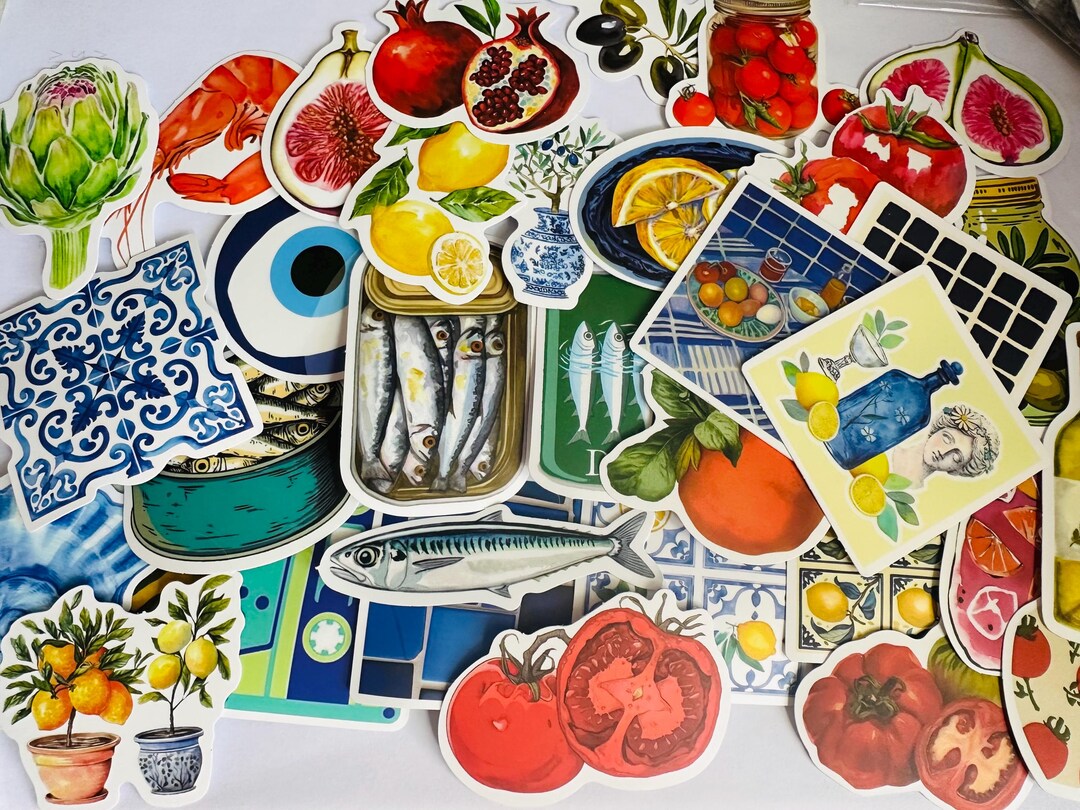 Lily Lemon Fruits Sticker Set, Mediterranean Diet Stickers, Fruity ...