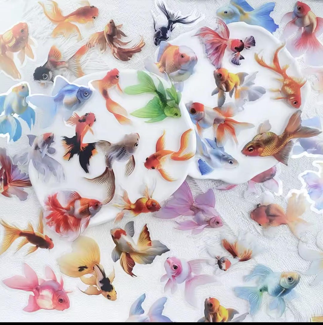 Set of Goldfish, Fish Marine Stickers | Nature Stickers | Journal ...