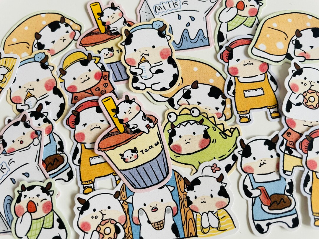 10 Cow Stickers, Kawaii Cow, Small Cow Stickers, Cow Gifts, Cow ...