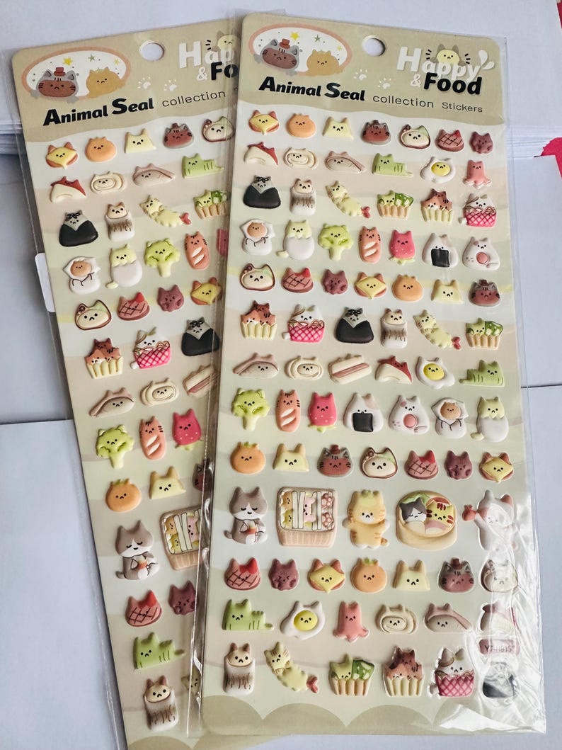 Kawaii Animal Puffy Stickers - One Sheet. Squishy and Sweet! - Etsy