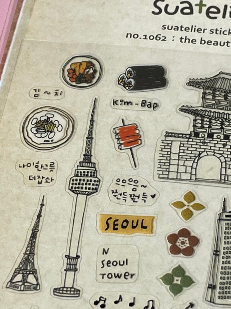 Suatelier Stickers, Beauty of Korea, Large Vinyl Sticker Sheet, Korean ...