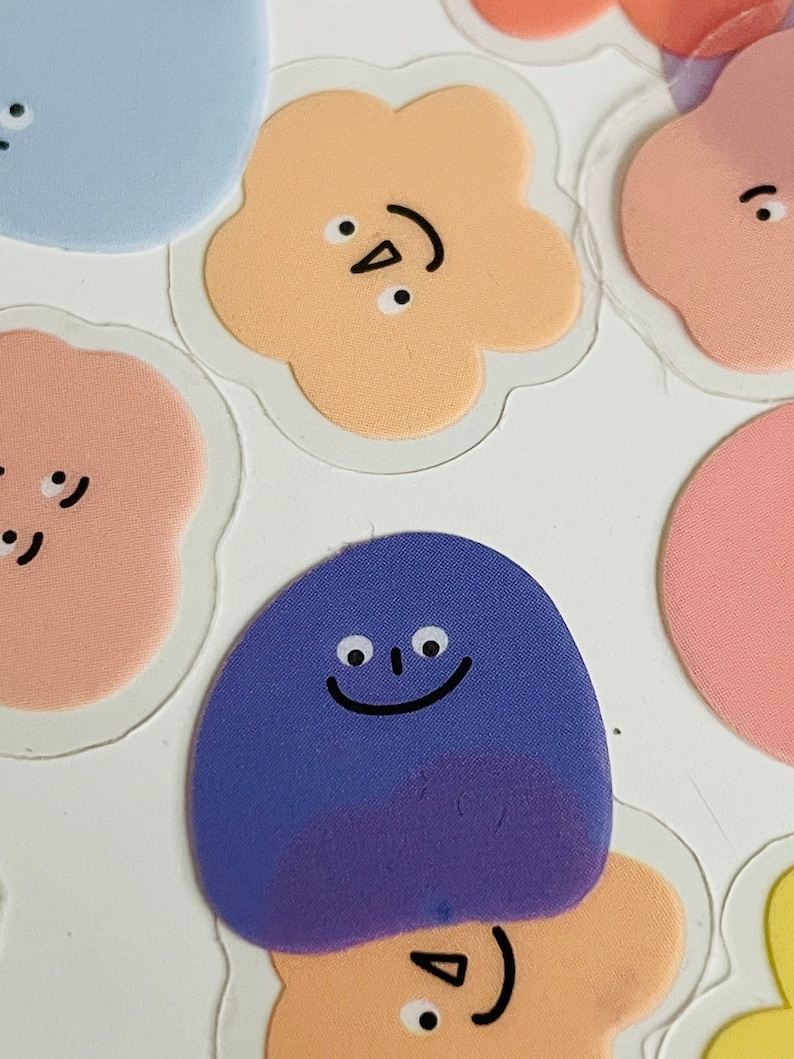 10 Hu Hu Happy Positivity Stickers - Cute Set of Dot Stickers, Kawaii ...