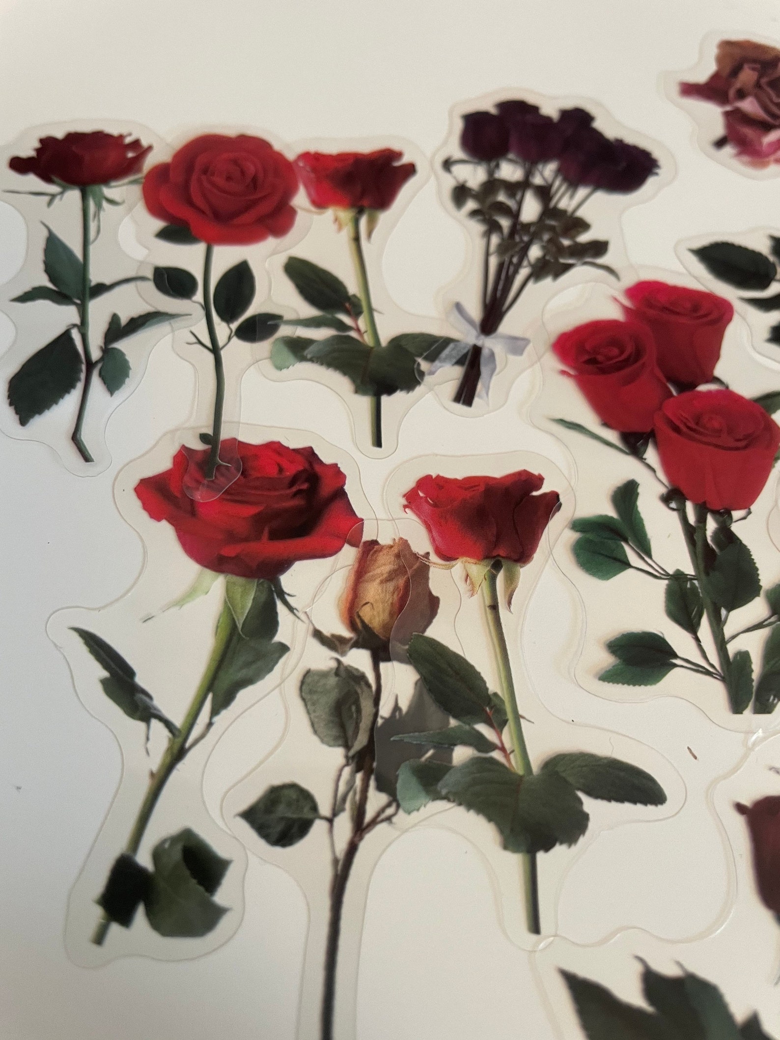 Dark Red Rose Pink Flowers Sticker Set, Rose Stickers, Wild Flower ...