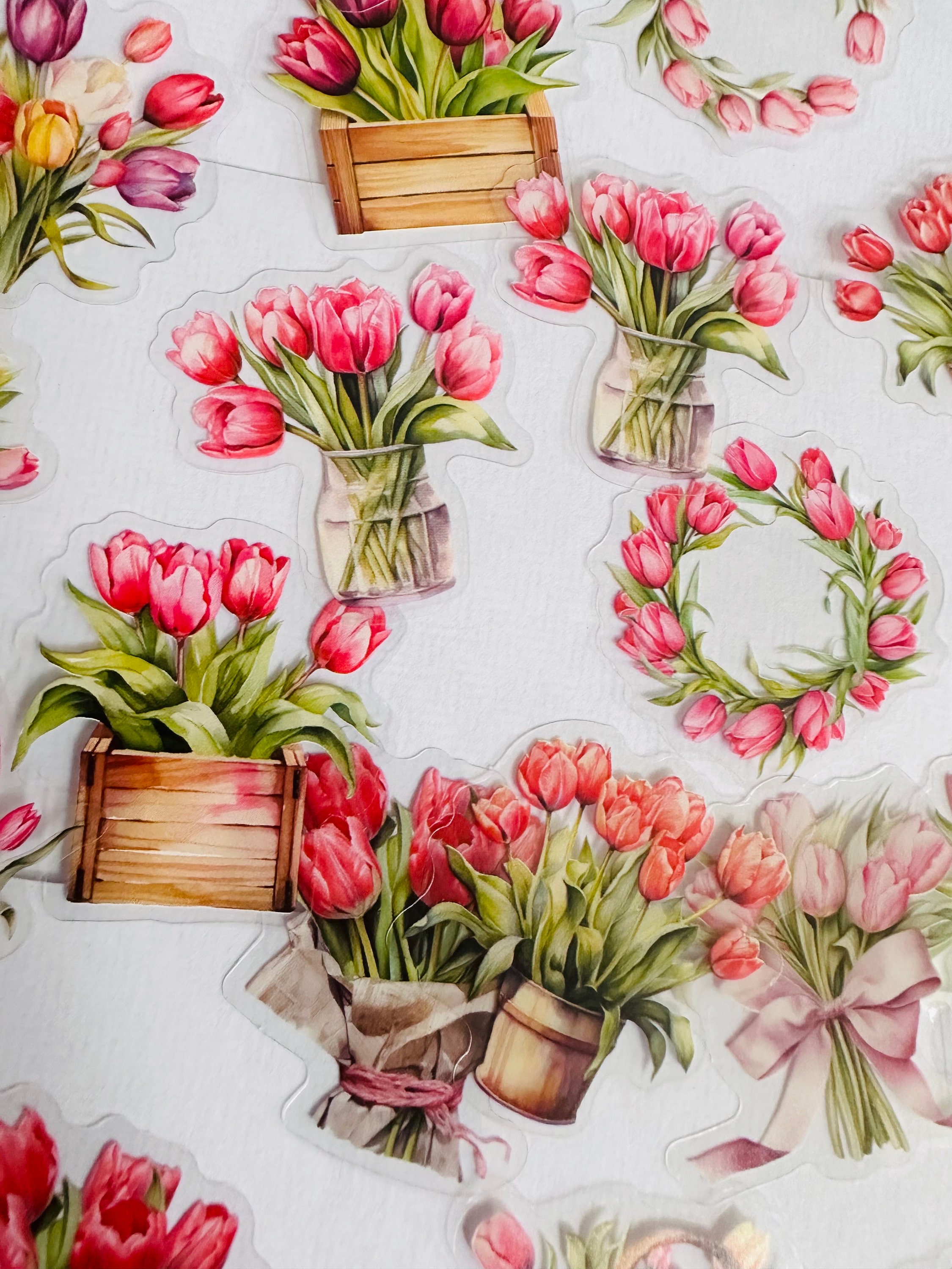 10 Set Tulip Floral Stickers Flower Plants Craft Stickers - Etsy