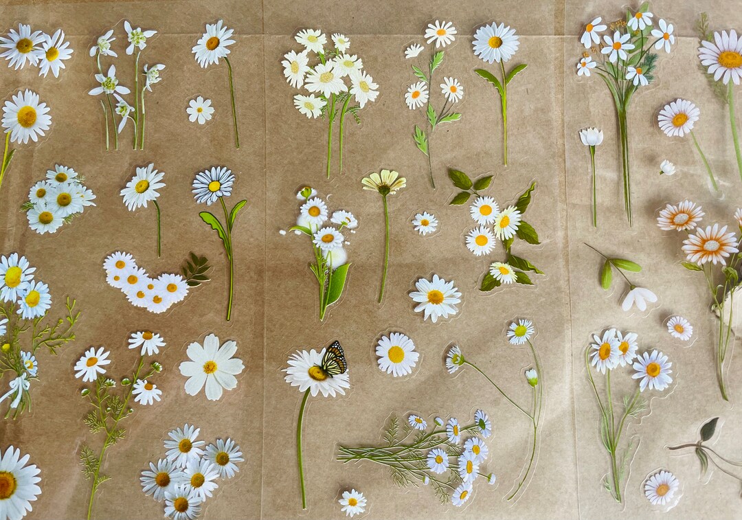 Daisy Flowers Sticker Sheet, Flower Stickers, Meadow , Daisy Stickers ...