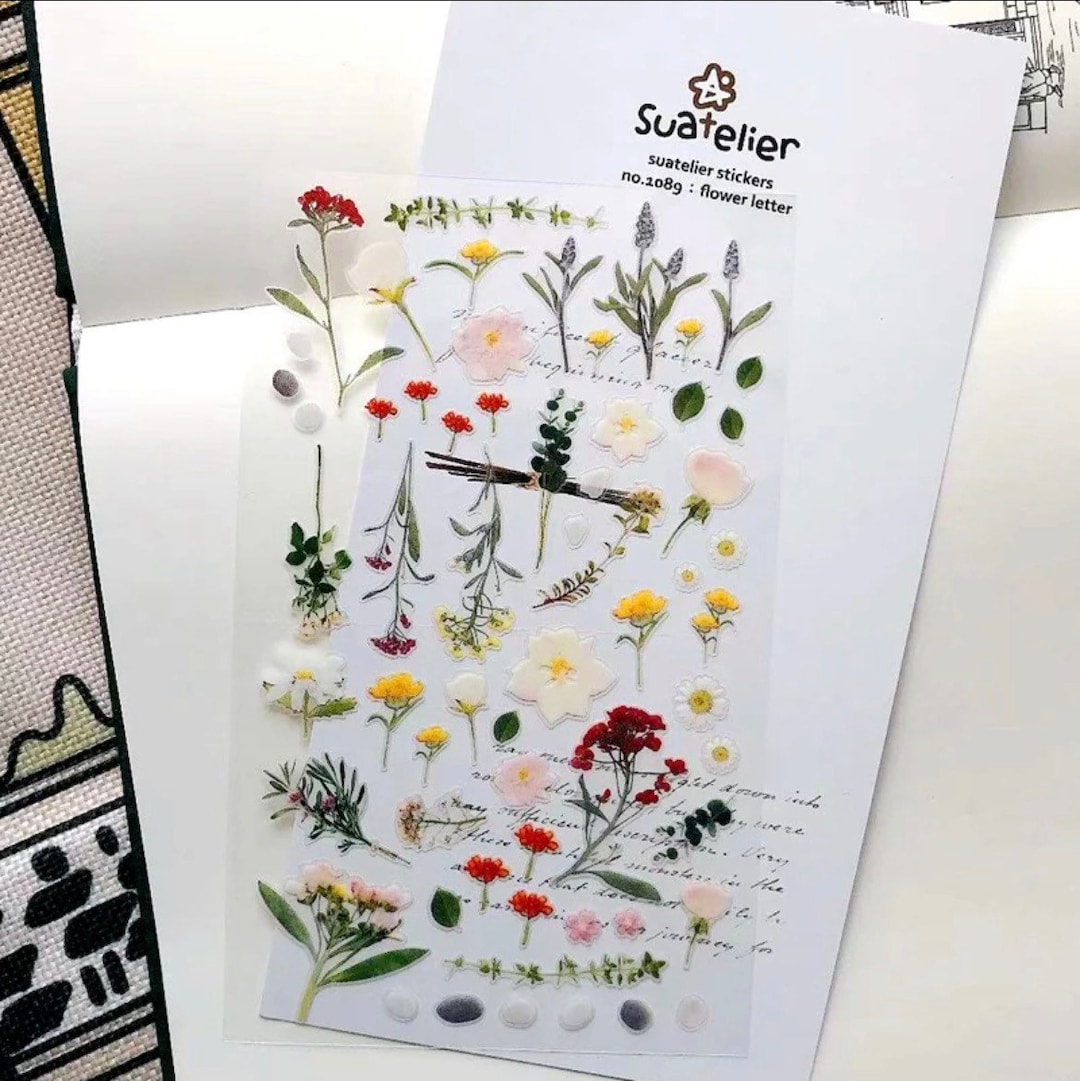 Flower Letter, Suatelier, Romantic Flower Stickers, Gardening Stickers ...