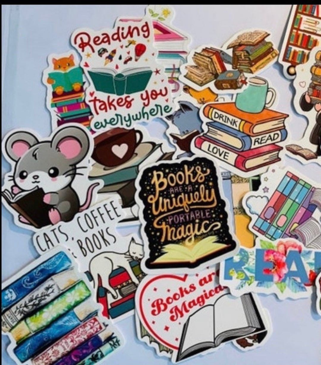 Set of Large Vinyl Book Themed Stickers. Reading Lovers Dream ...