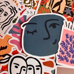 Vinyl Abstract Art Stickers | Die Cut Decal Set | Waterproof Reusable ...