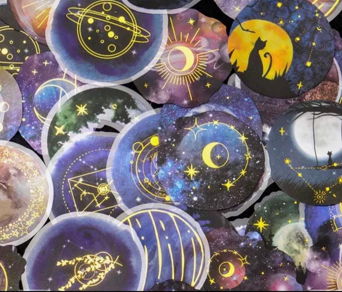 10 Moon Stickers | Blue Moon | Witchy | White | Gothic | Black Magic ...