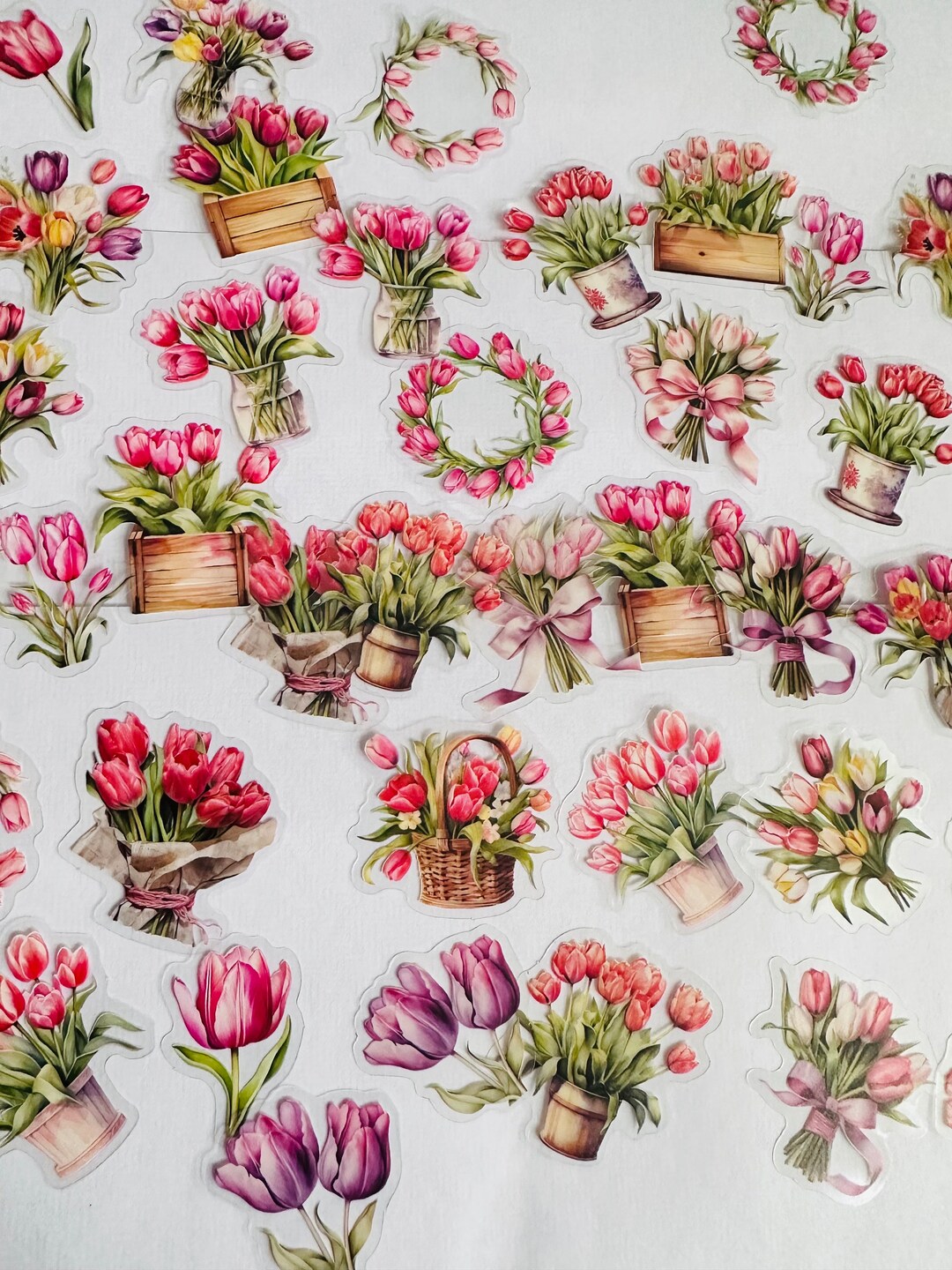 10 Set Tulip Floral Stickers Flower Plants Craft Stickers - Etsy