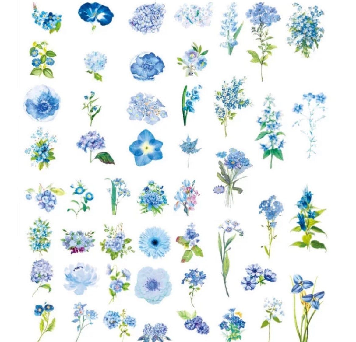 10 Set Blue Floral Stickers Flower Plants Craft Stickers - Etsy