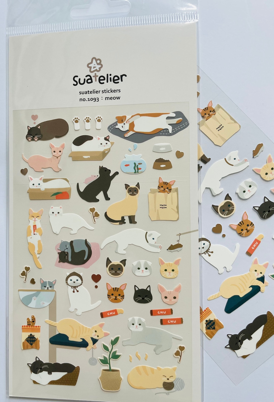 Statelier Meow Cat Stickers/ Kitty Sticker Set./ Persian / Tabby / Cat ...