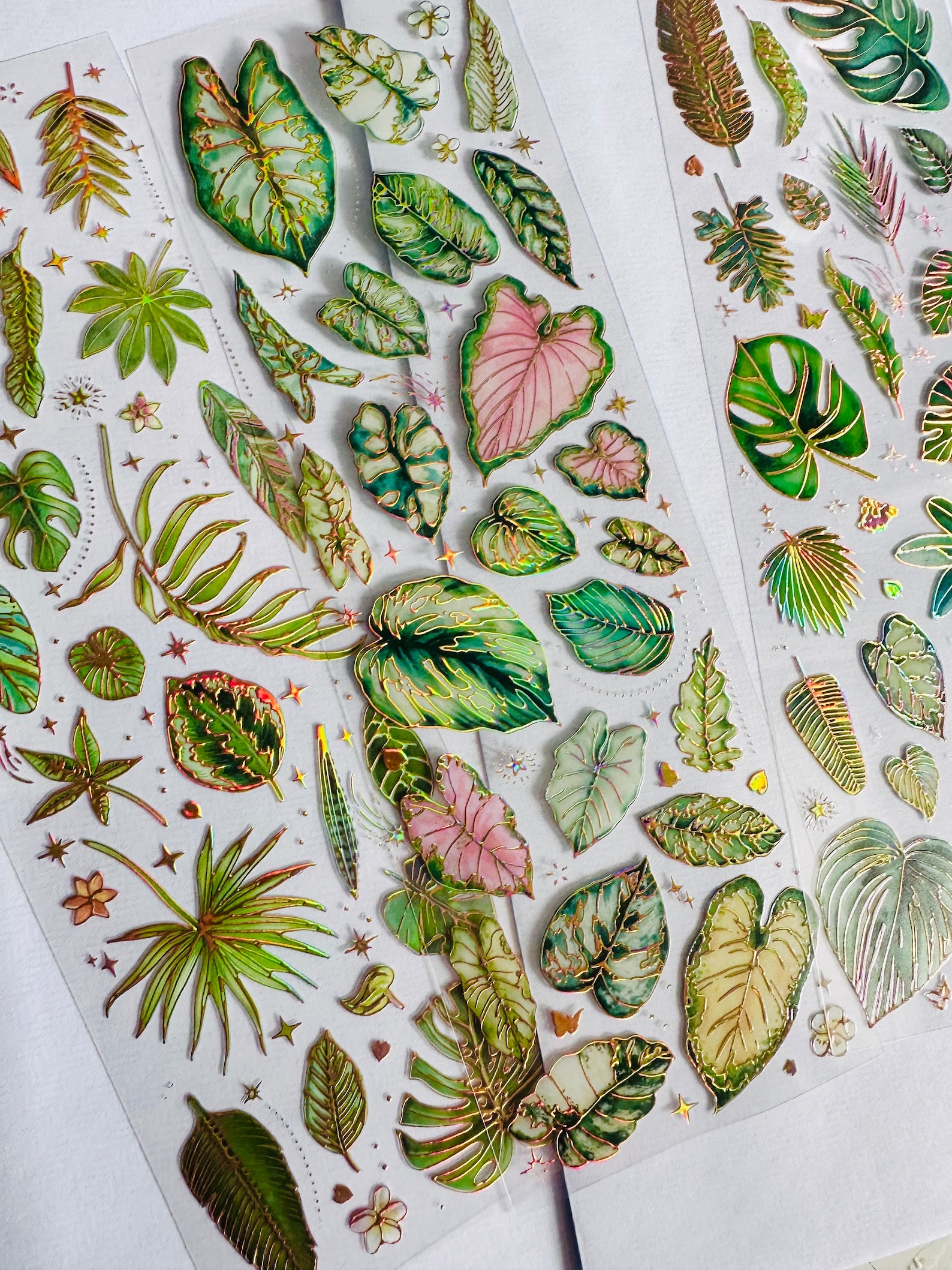 Sheet of Fern Leave Leaf Sticker, Plant Sticker Sheet, Green Leaves ...
