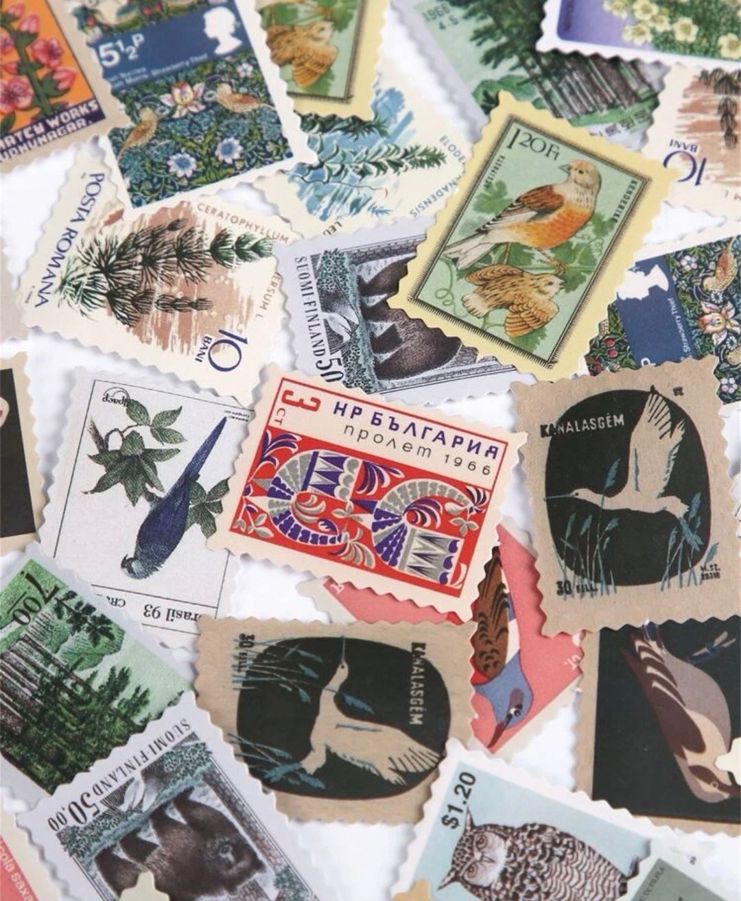 10 Mixed Stamp Stamps, Rose Stickers Bird Stamp Scrapbook Supplies ...