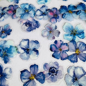 10 Set Blue Floral Stickers Flower Plants Craft Stickers - Etsy