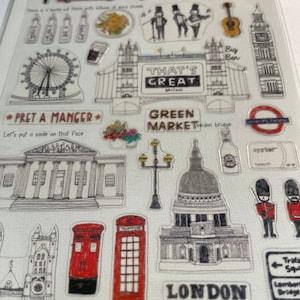 Suatelier London Themed Stickers, Large Vinyl Sticker Sheet, Great ...