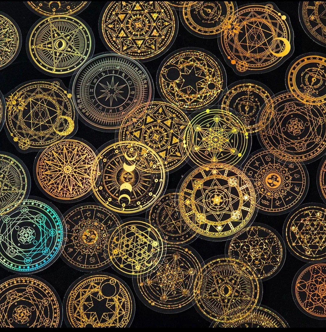 Sets of Golden Moon Stickers / Aesthetic Star / Gold Holographic ...